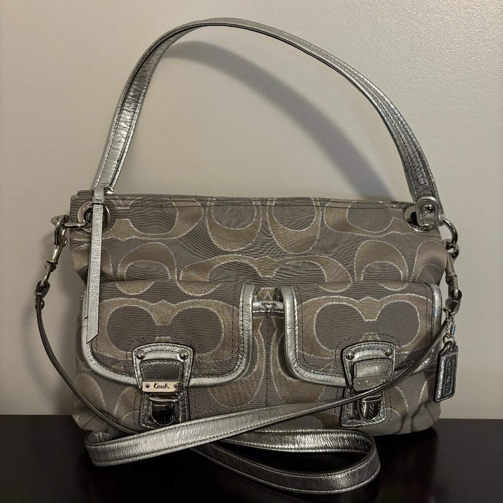 Coach Poppy Hippie Signature Gray Silver Metallic Sho… - Gem
